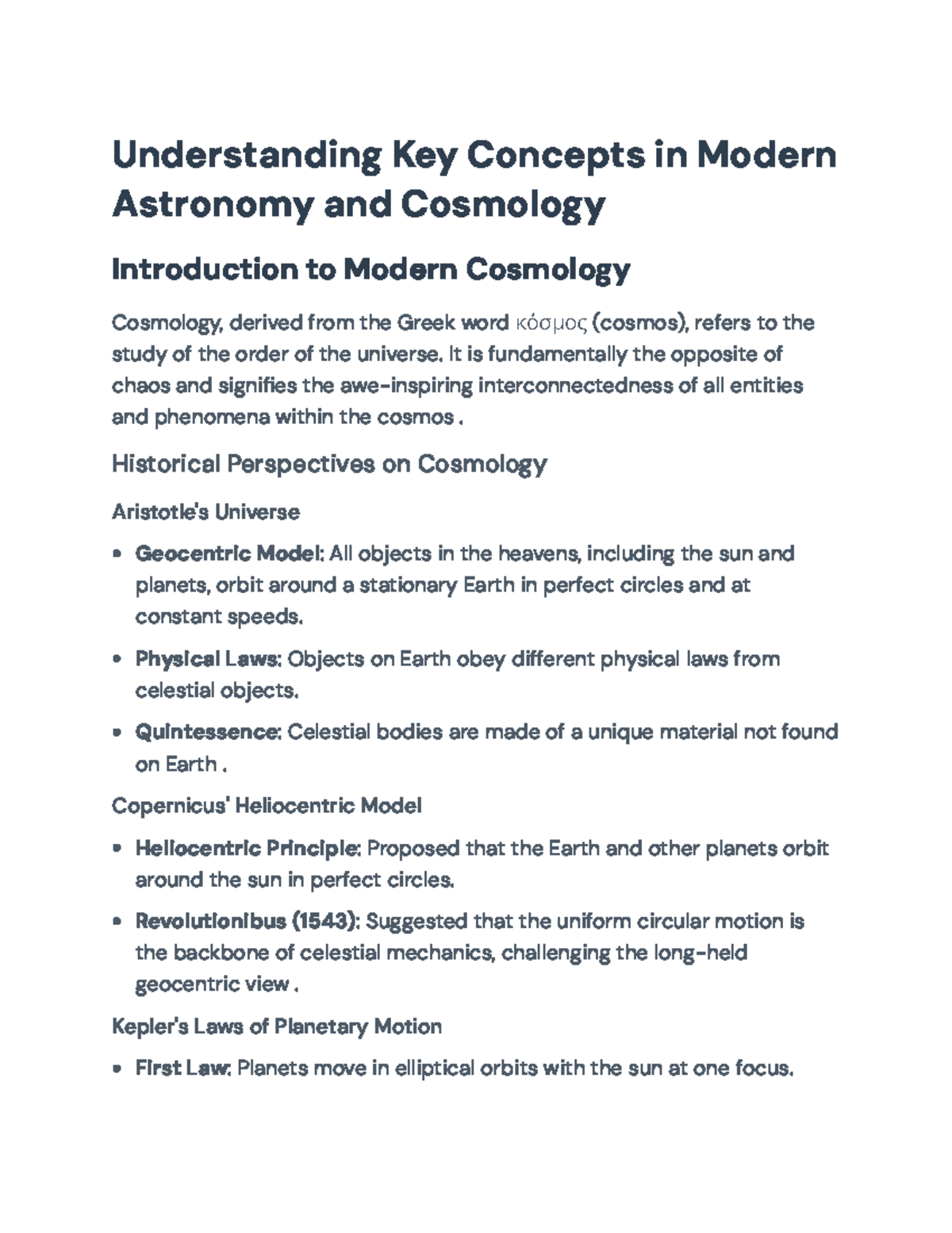 Key Concepts in Modern Astronomy & Cosmology (AST 101) - Studocu