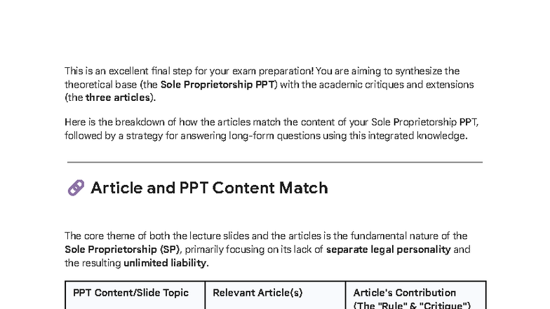 Final Exam Study Guide: Sole Proprietorship Insights and Strategies ...