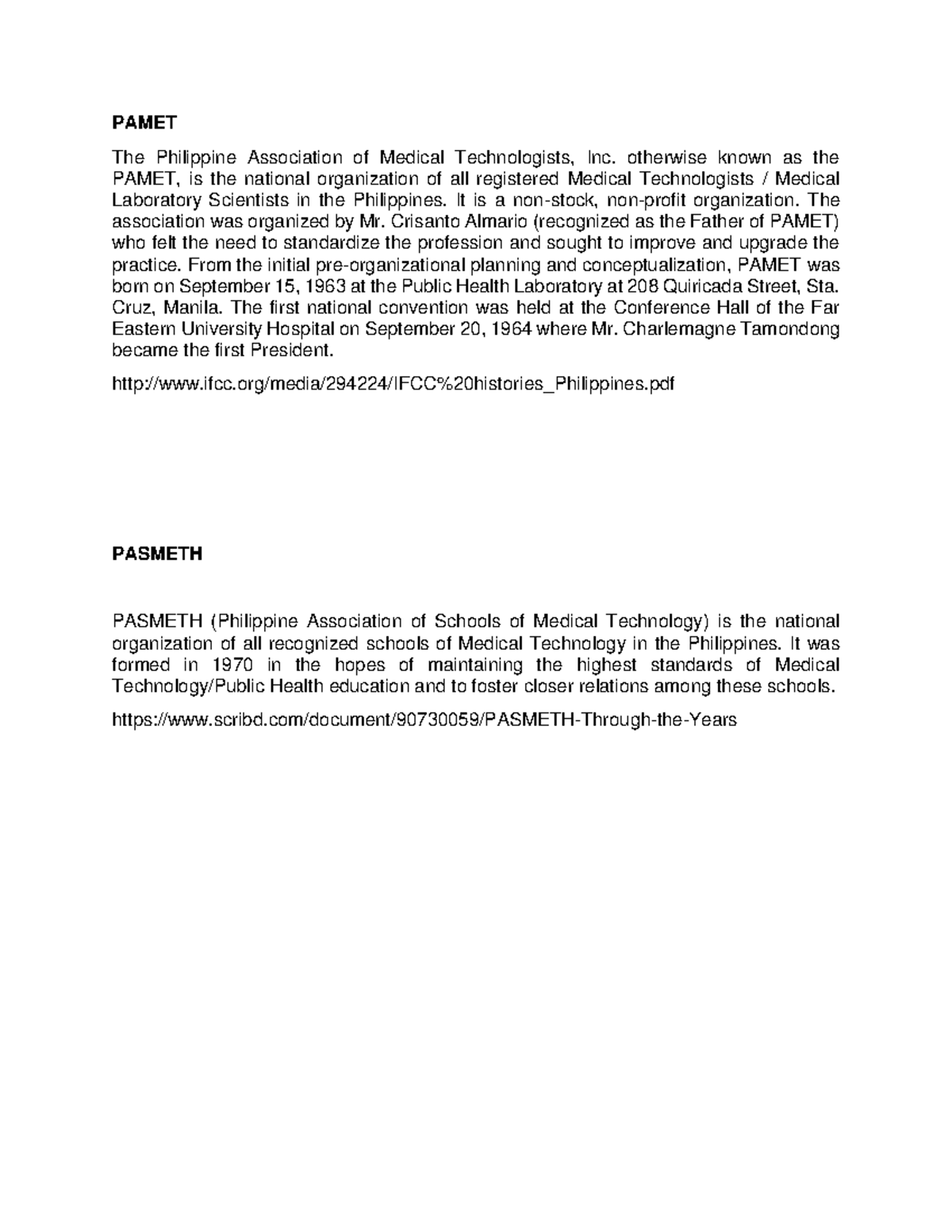 PAMET & PASMETH Overview: Evolution of Medical Tech Auth. in PH - Studocu