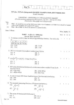 Probability and Queuing Theory: Comprehensive Study Notes for MATH 101 ...