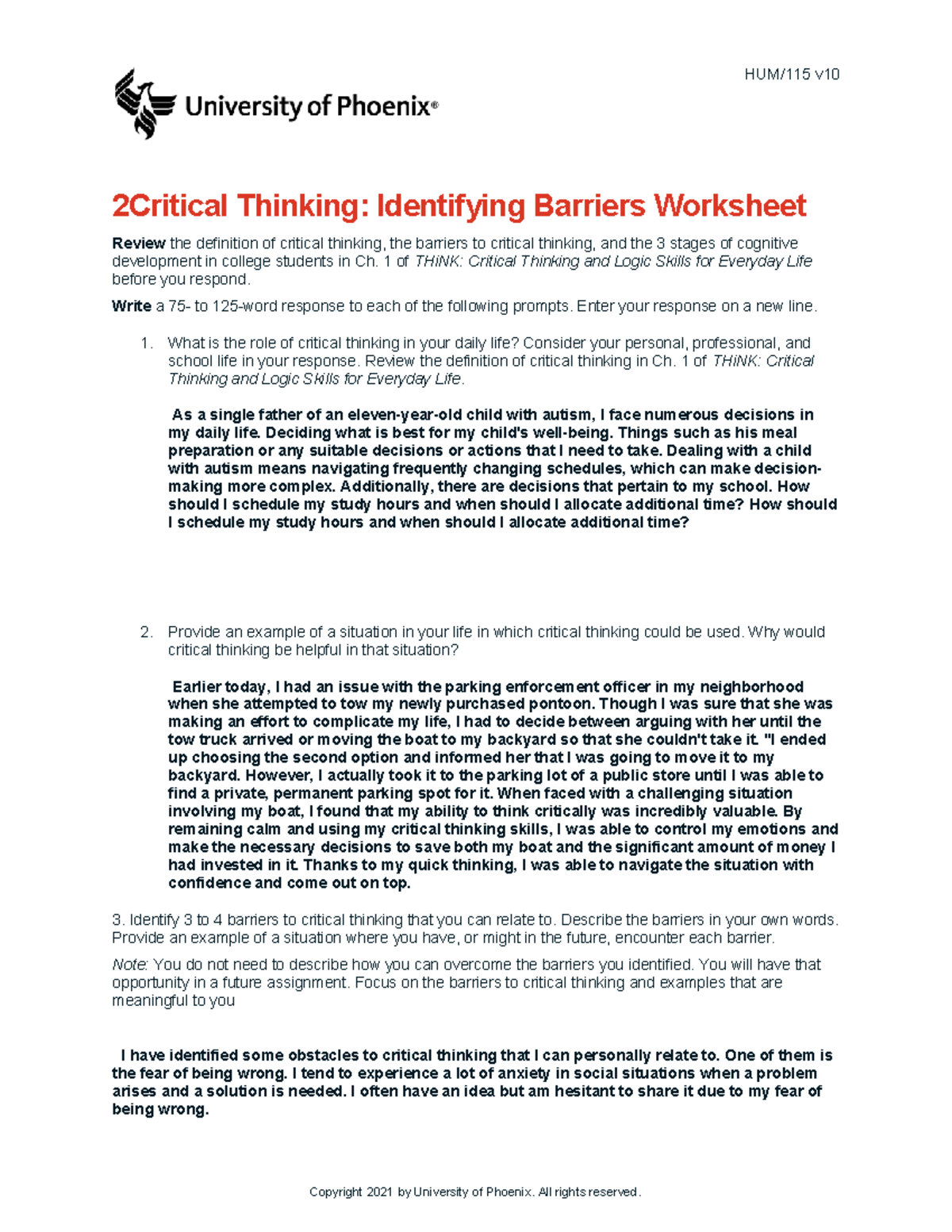 Completedhum 115 v10 wk1 critical thinking identifying barriers ...