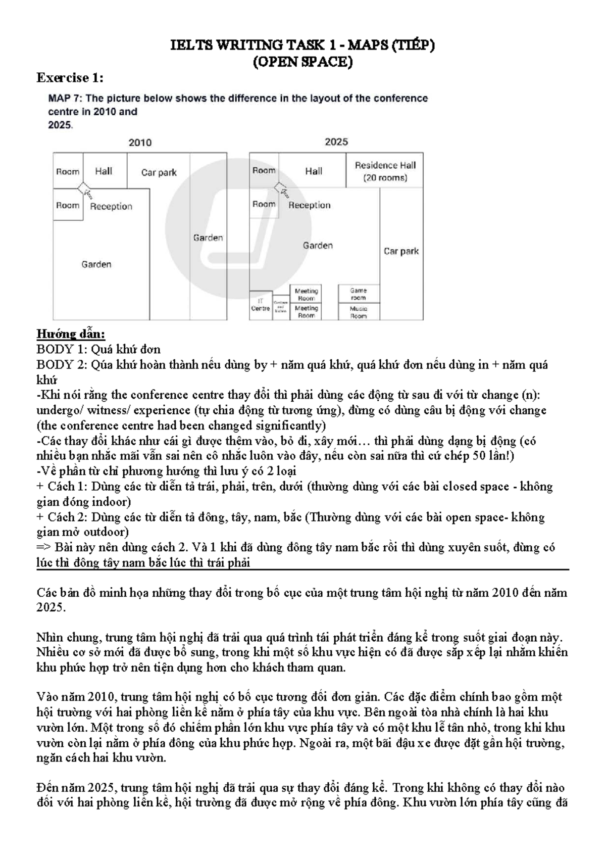 IELTS Writing Task 1: Maps Analysis (Open Space) - Studocu