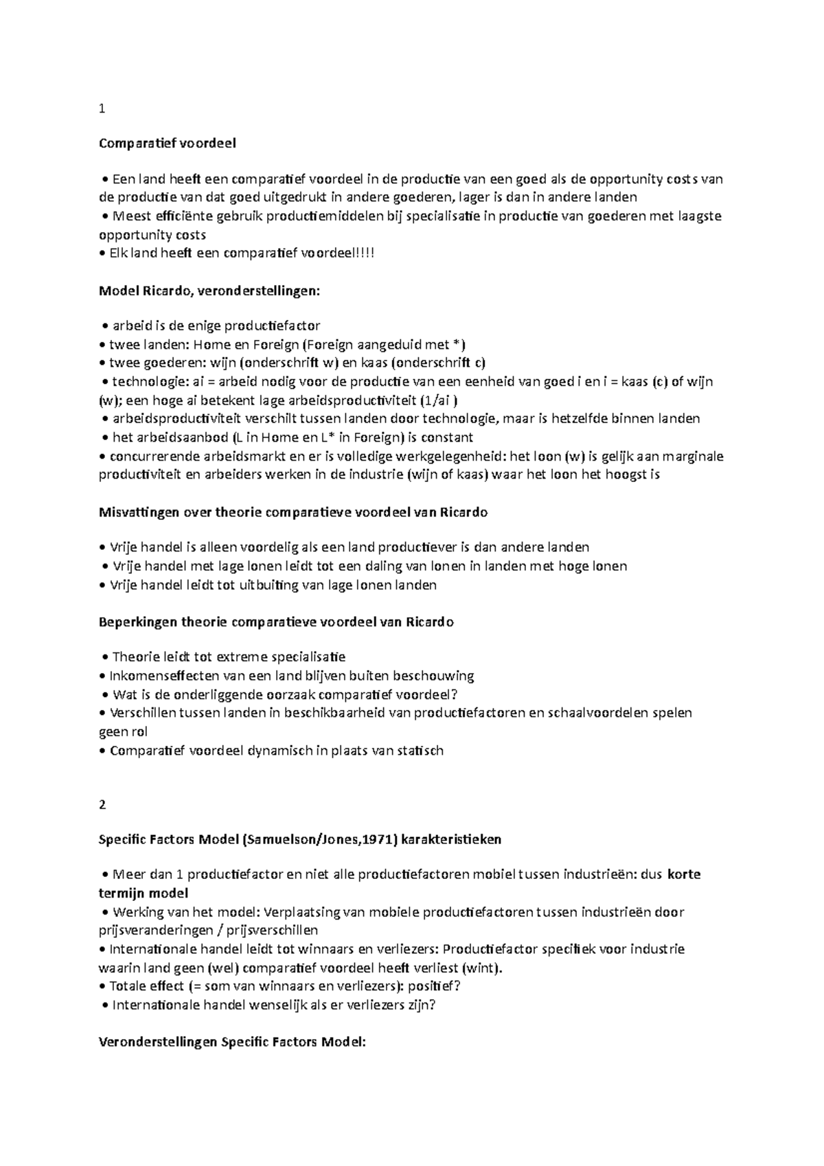 Samenvatting Handelstheorieën: Vergelijking & Modellen van ...