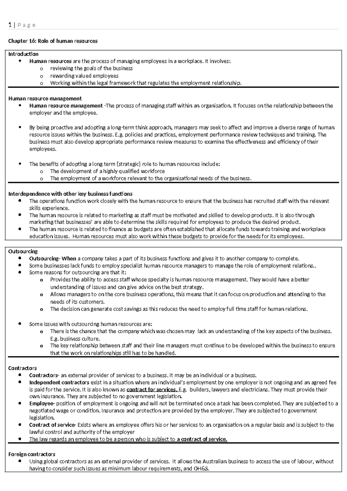 HSC Topic 4: Human Resources Management Overview and Key Concepts - Studocu