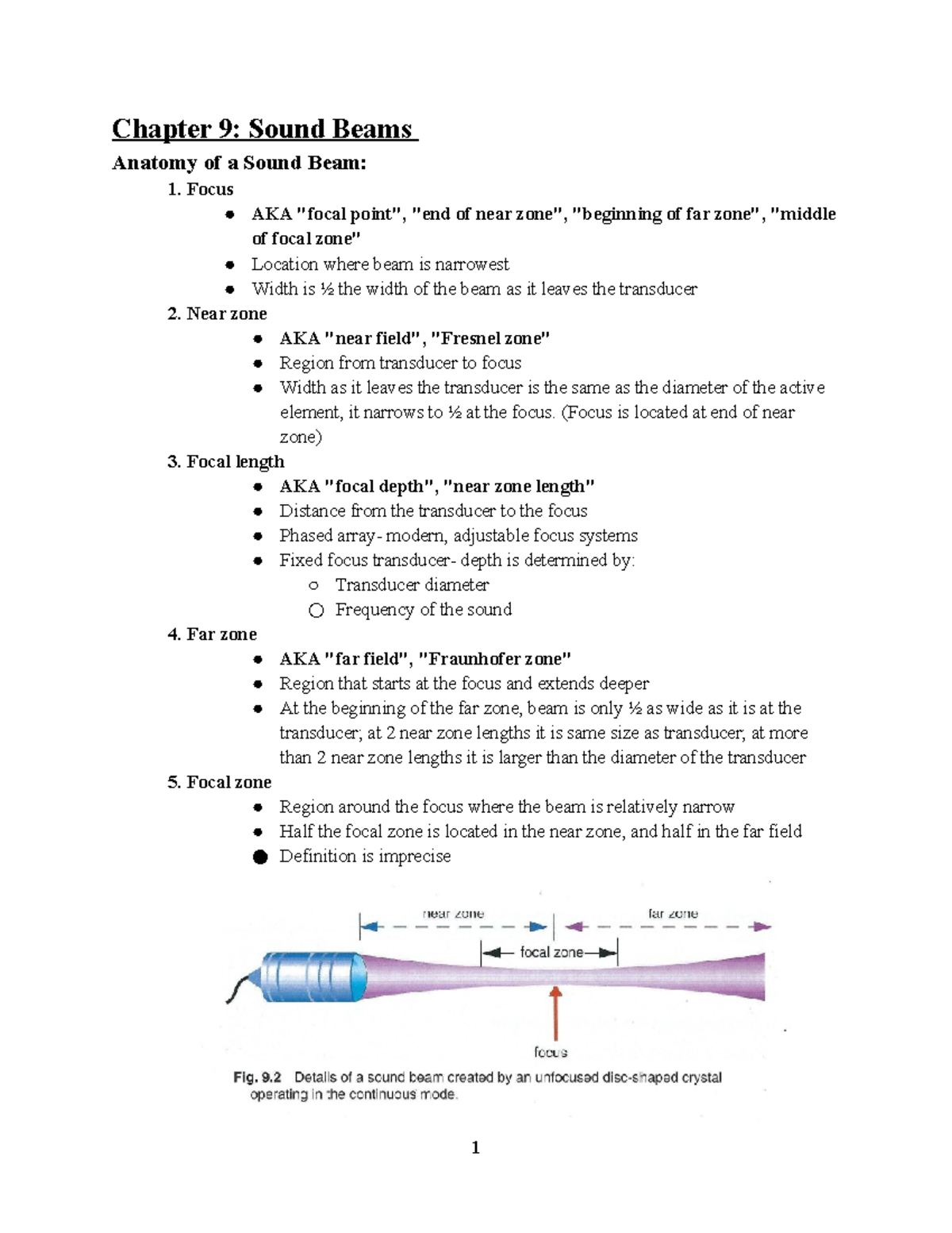 Chapter 9 - Summary of Sound Beam Anatomy and Behavior - Studocu