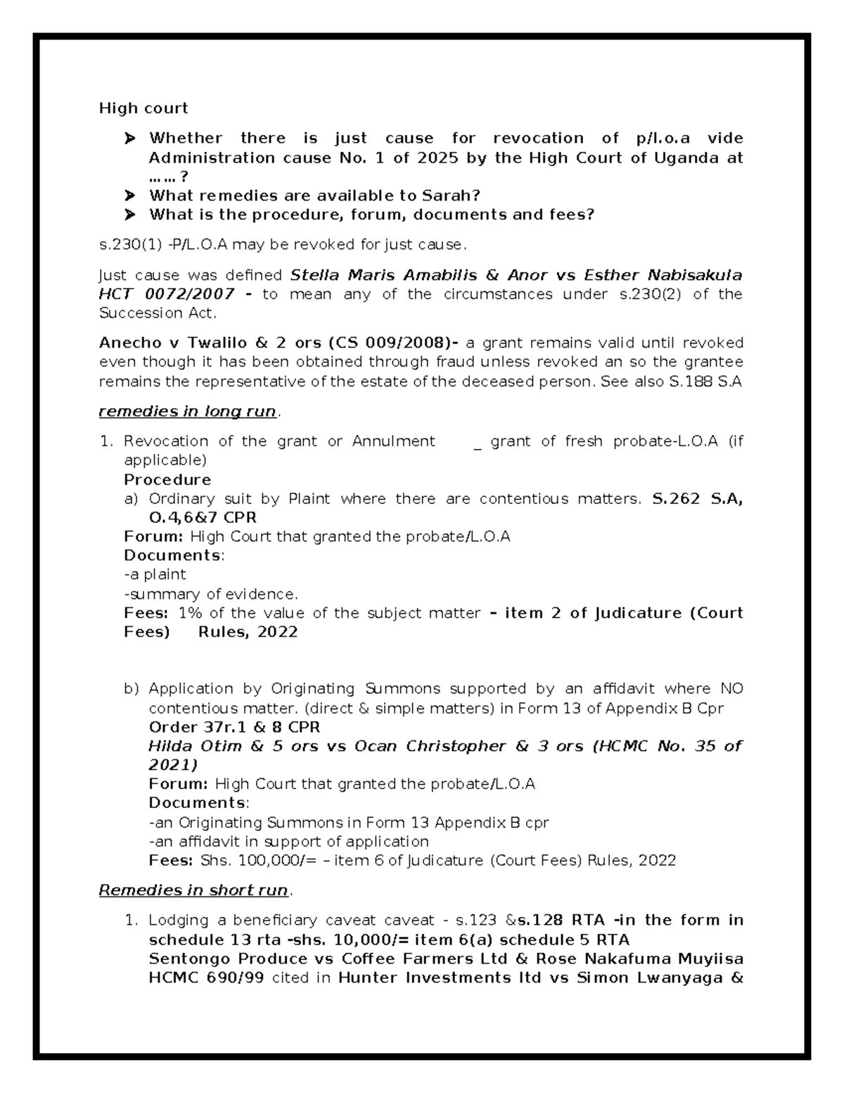 High Court Case Study: Revocation of Administration Cause No. 1 of 2025 ...