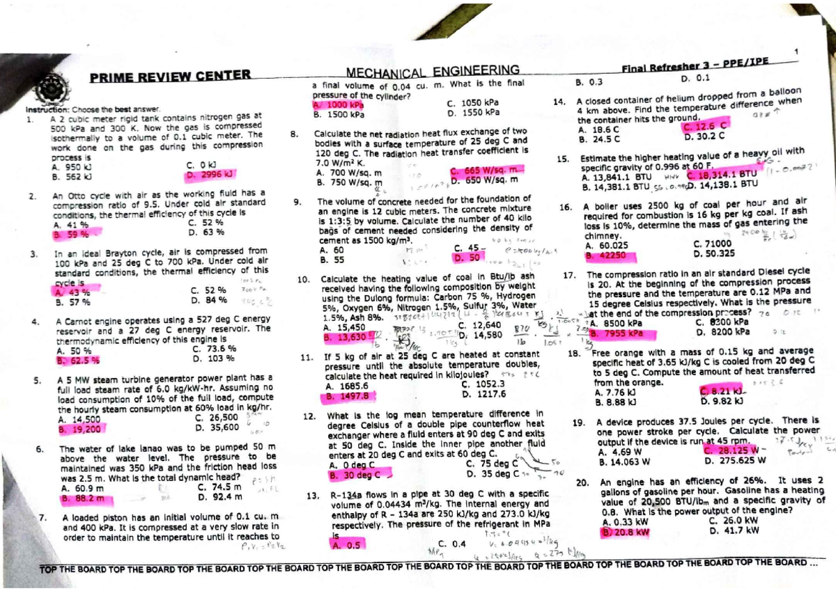 Refresher 3 PIPE - Hello practice - 1 PRIME REVIEW CENTER MECHANICAL ENGINEERING Final Refresher ...