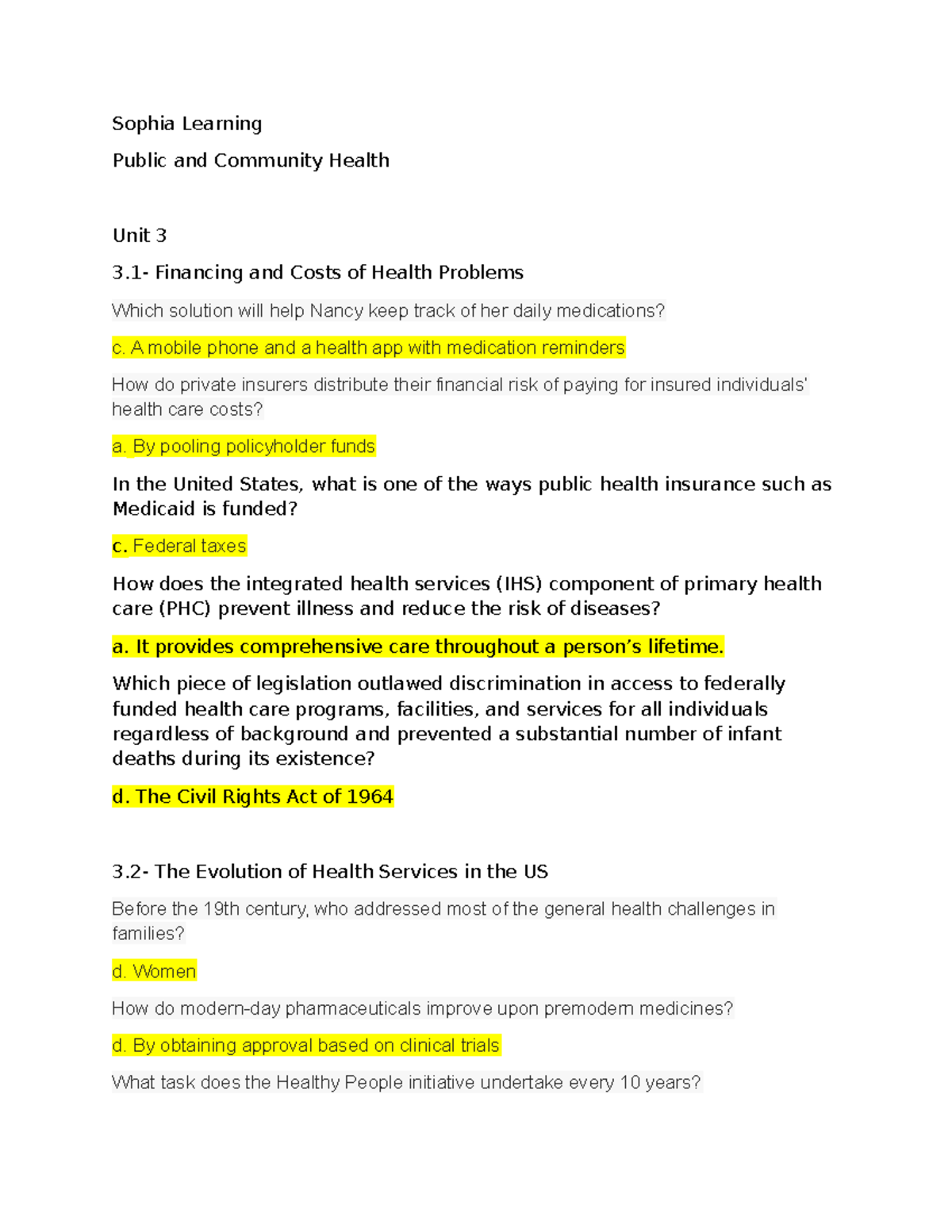 Public and Community Health Unit 3: Financing and Health Services - Studocu