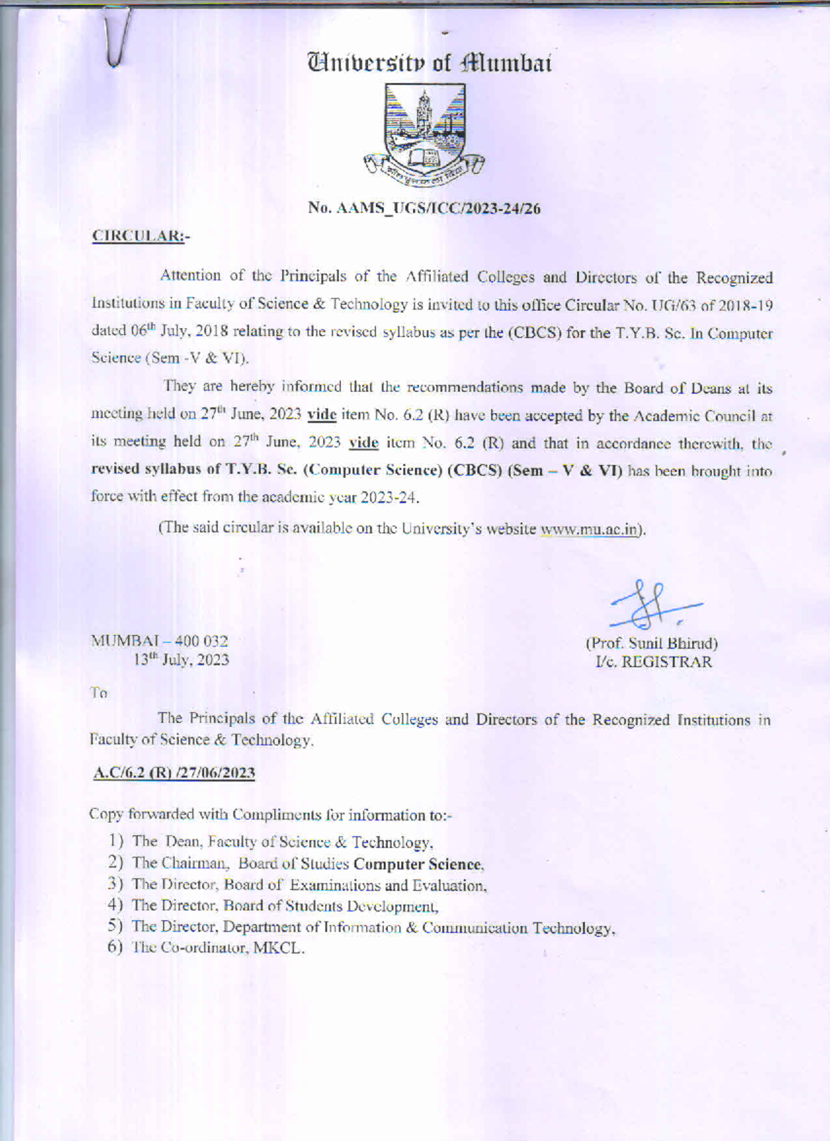 T.Y.B.Sc. Computer Science Syllabus Overview for 2023-24 (Revised ...