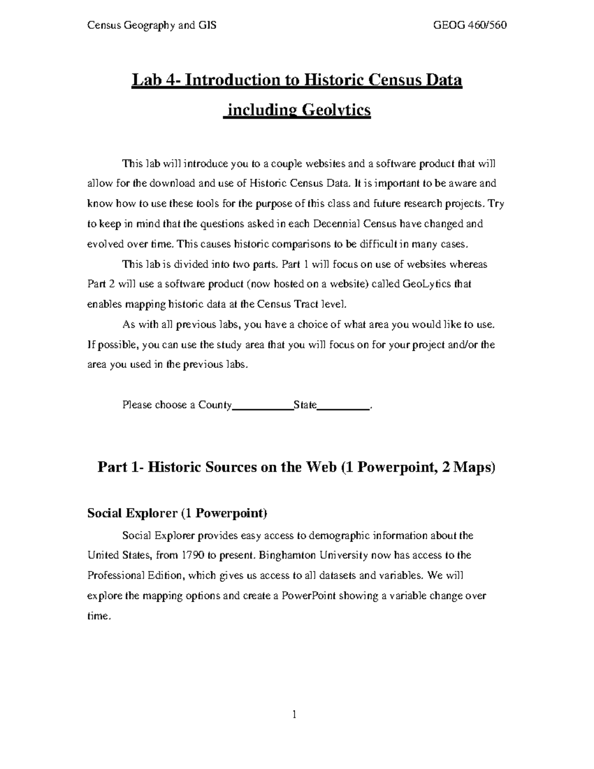 LAB 4 - Historic Census Data and Geolytics Techniques Overview - Studocu