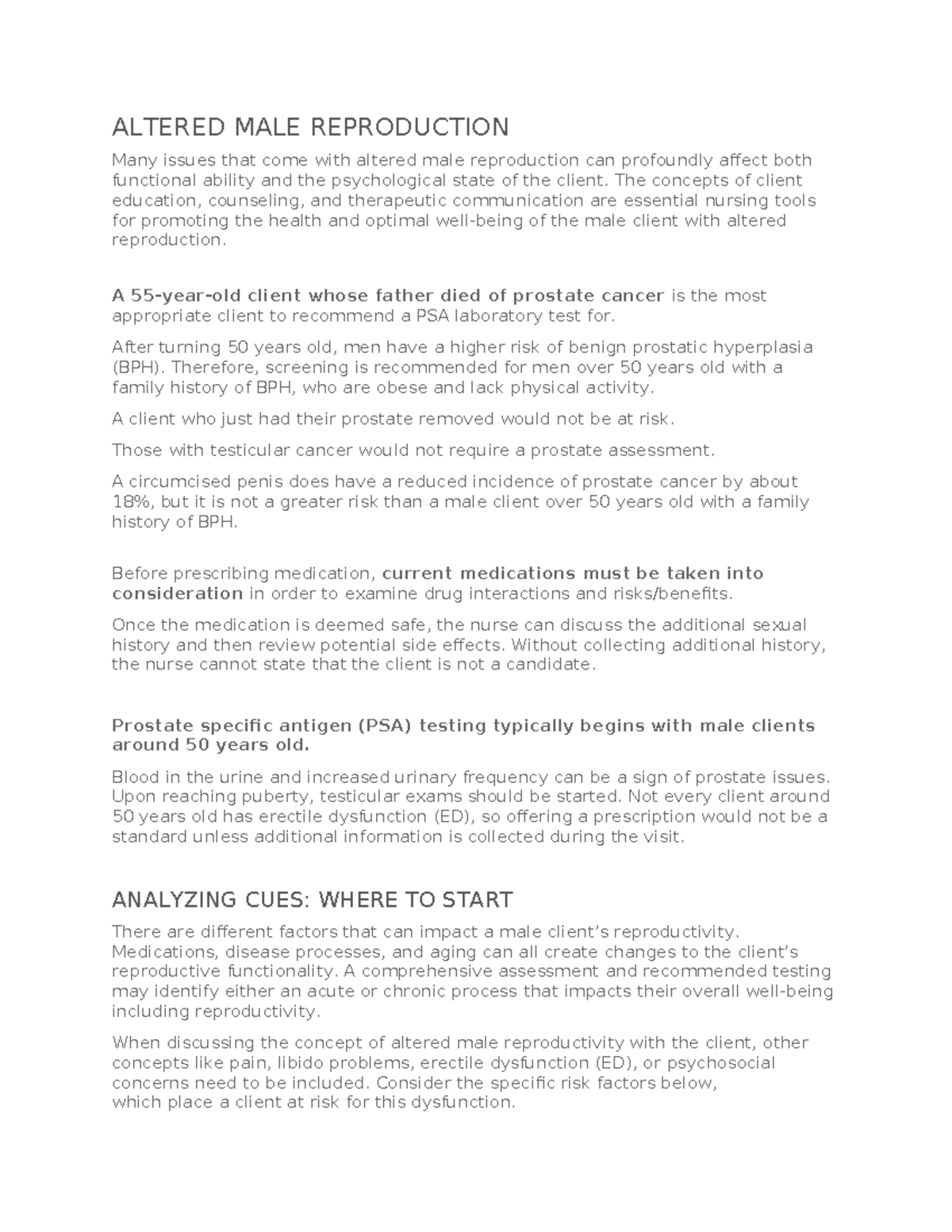 Adult Health II Edapt Week 6: Understanding Altered Male Reproduction ...