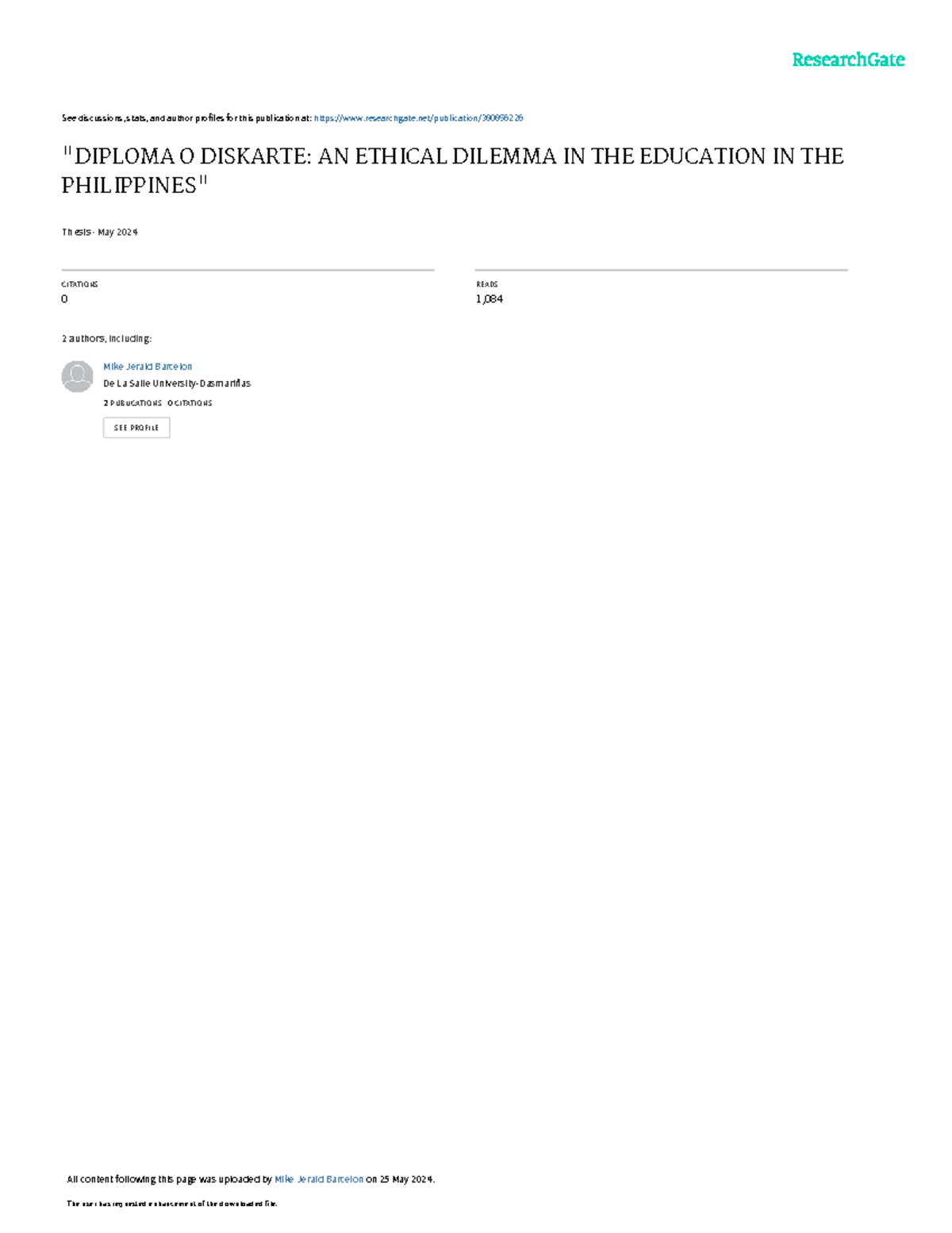 SOSC004 Final Thesis: Diploma vs. Diskarte - Ethical Dilemmas in ...