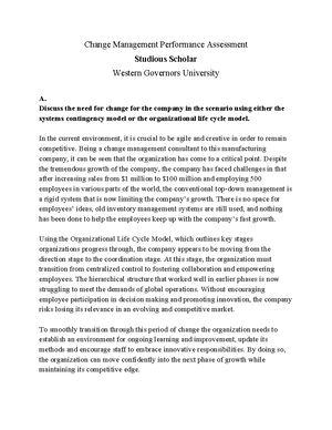 C721 Task Change Management Second Attempt - Change Management ...