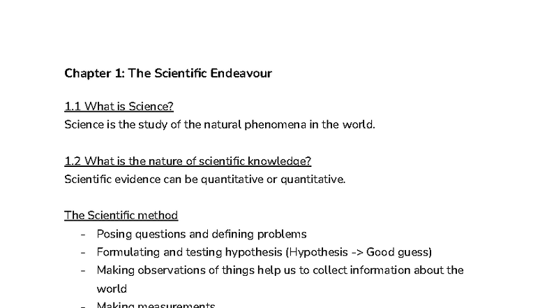 Chapter 1: The Scientific Endeavour - Understanding Science and Safety ...