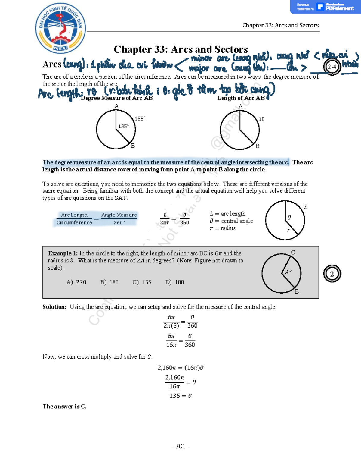 Chapter 33: Arcs and sectors - understanding arc measures and ...