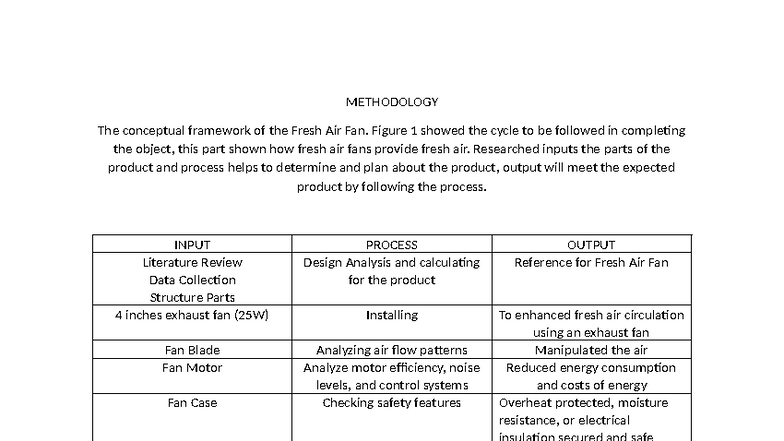 Methodology for Fresh Air Fan Design and Analysis - Studocu