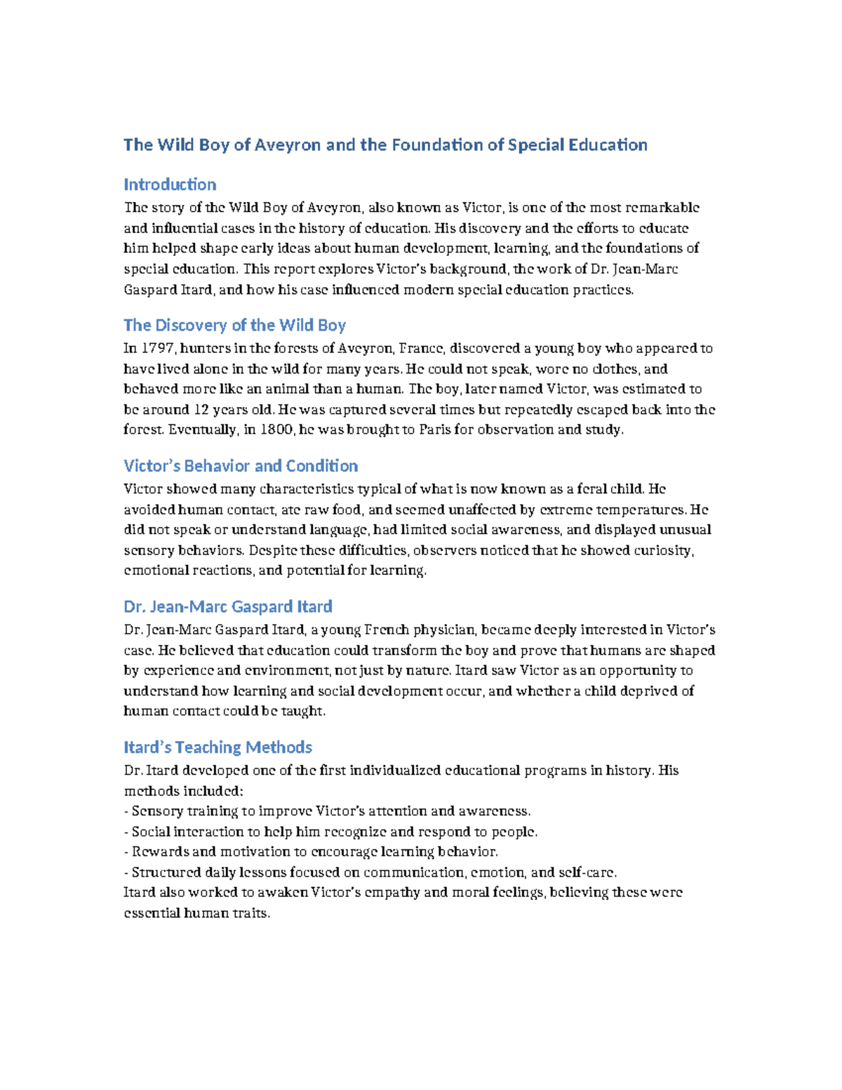 Wild Boy of Aveyron: Foundations of Special Ed (EDU 101) - Studocu