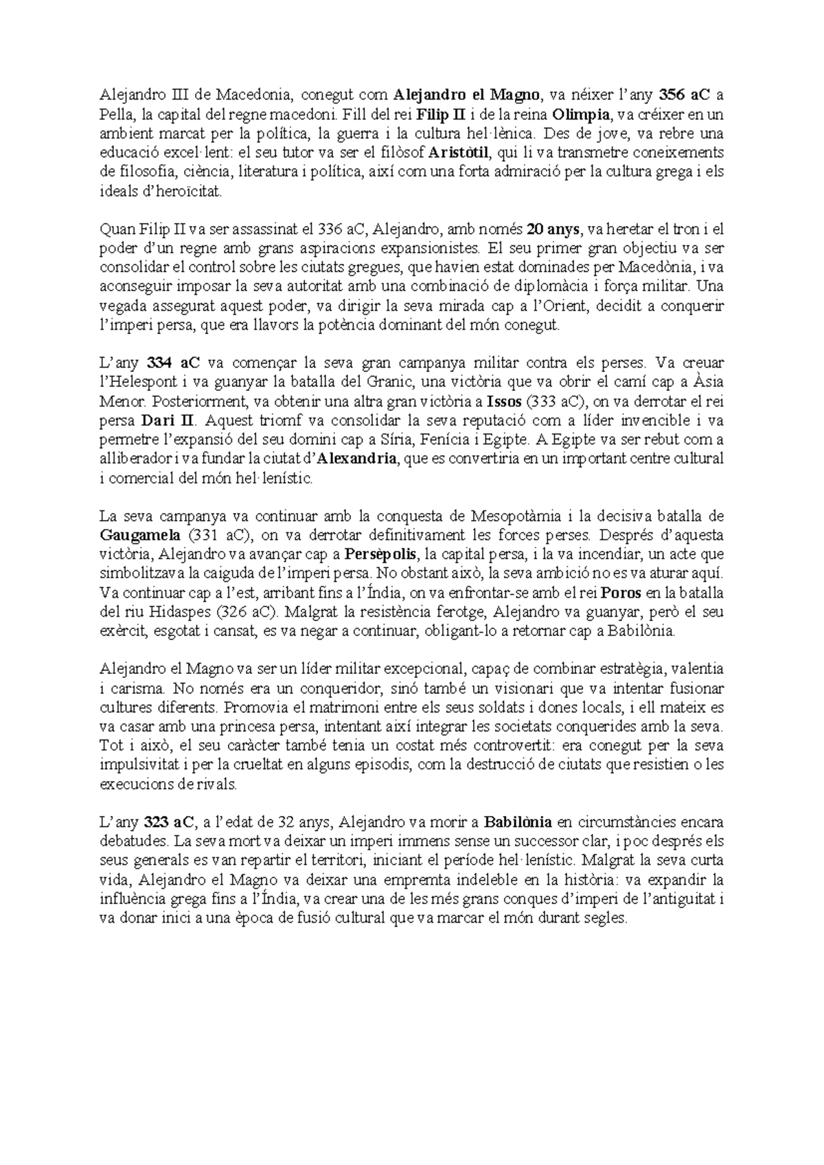 Alejandro Magno: Vida i Conquestes (Història Antiga) - Studocu