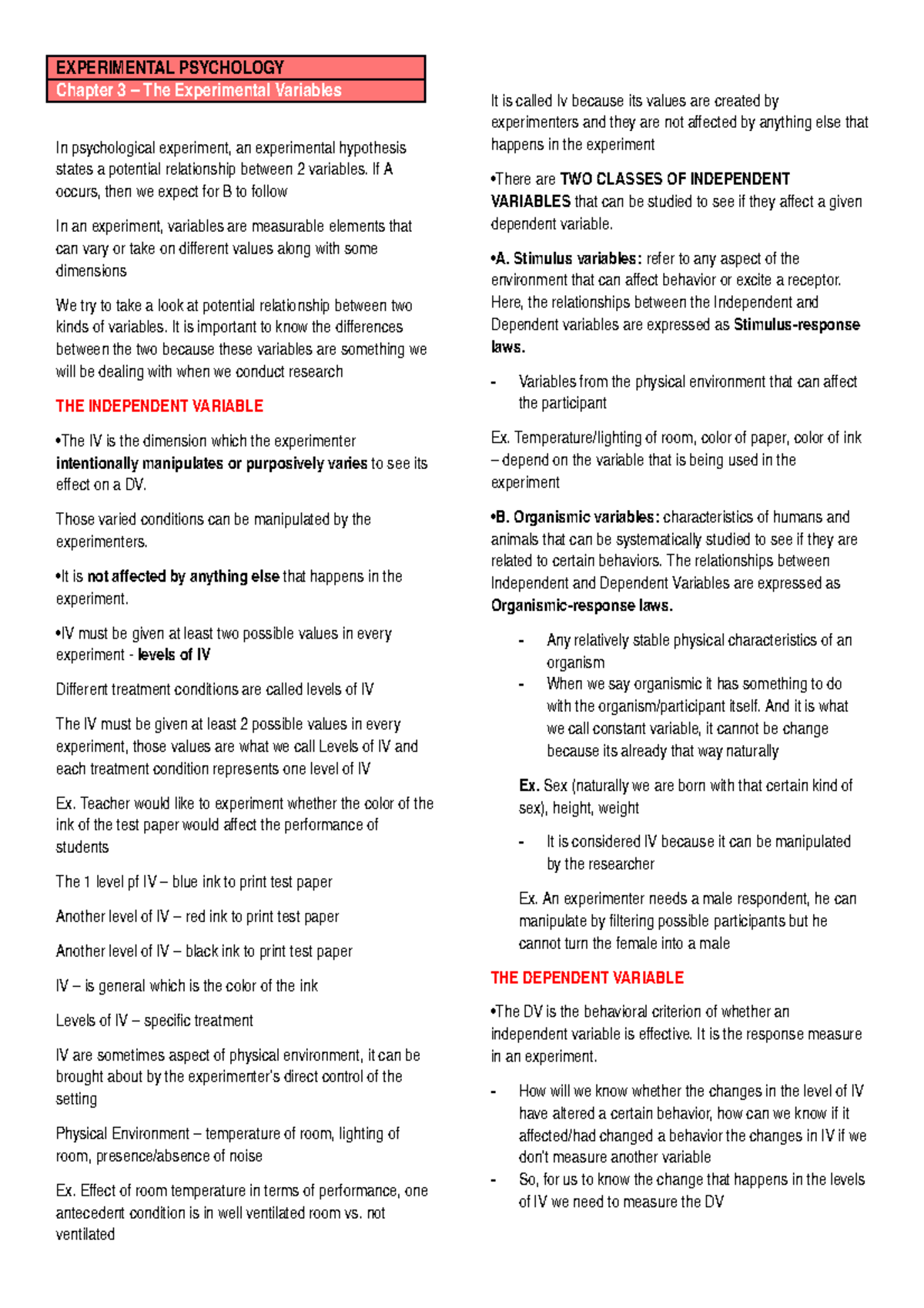Experimental Psychology Lecture Notes Chapter 3 - EXPERIMENTAL ...