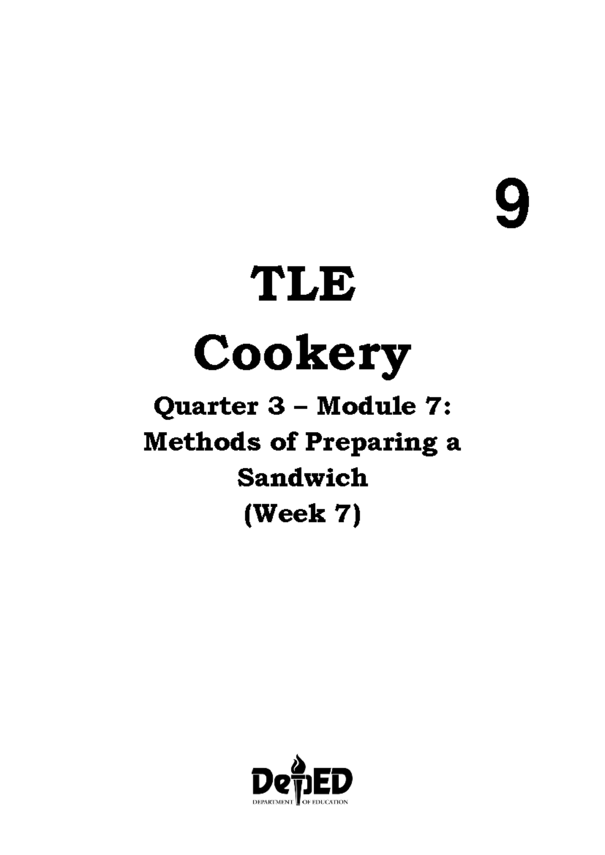 TLE Cookery 9 Q3 Module 7: Sandwich Preparation Techniques - Studocu