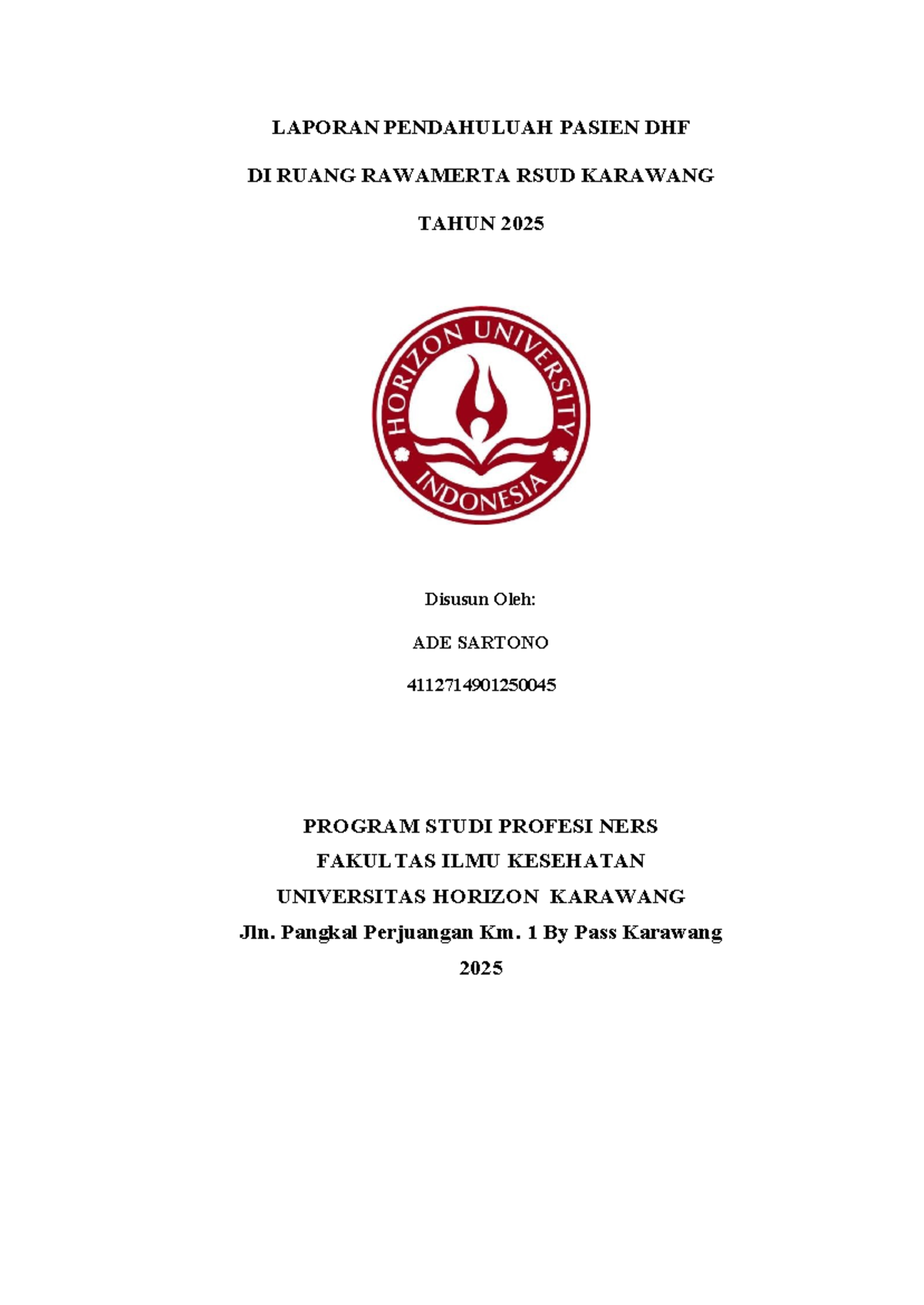 LAPORAN PENDAHULUAN PASIEN DHF DI RUANG RAWAMERTA RSUD KARAWANG 2025 ...