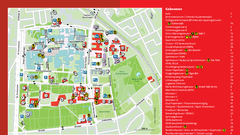 Plattegrond Radboud Universiteit - Campus Map Overview - Studeersnel