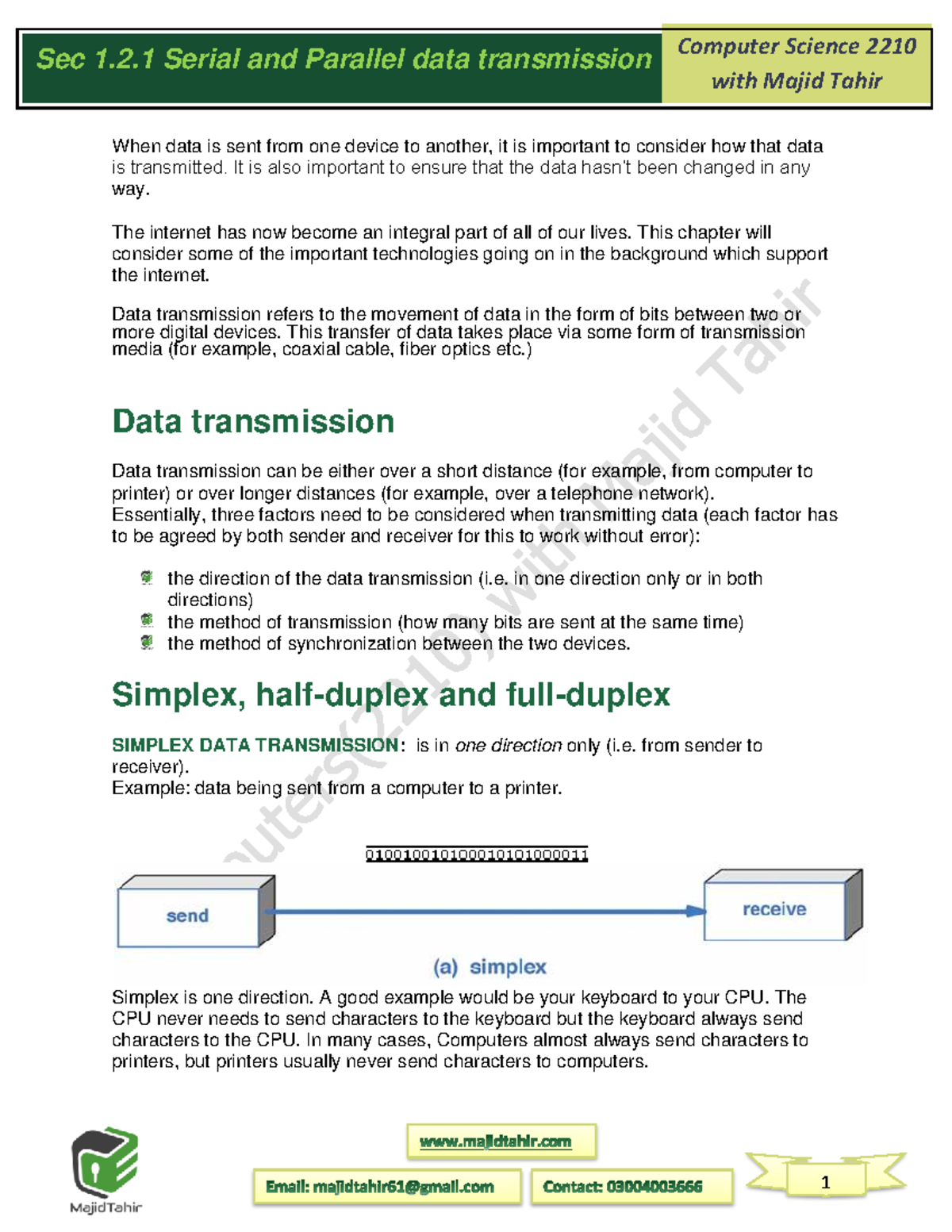 CS 2210: Serial and Parallel Data Transmission Overview - Studocu