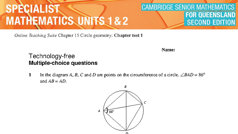 Online Teaching Suite CH15 Circle Geometry: Test 1 Questions - Studocu
