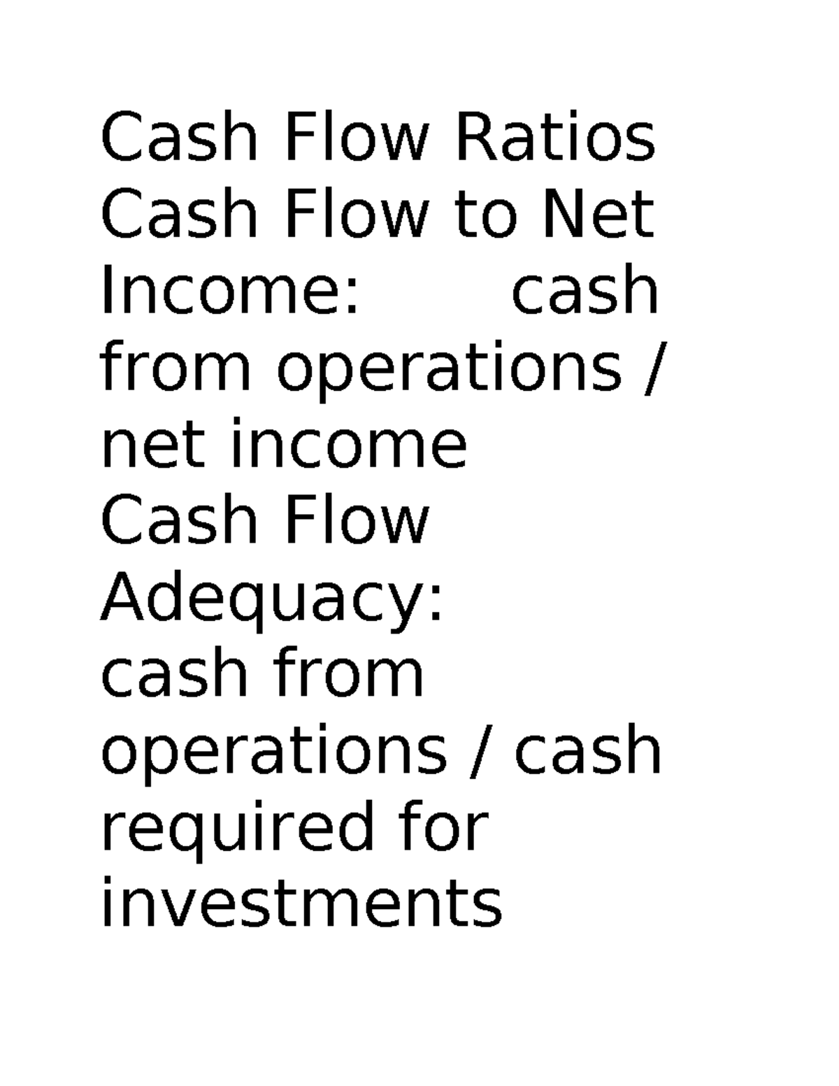 Cash Flow Ratios Formula List for D366: Key Metrics Explained - Studocu
