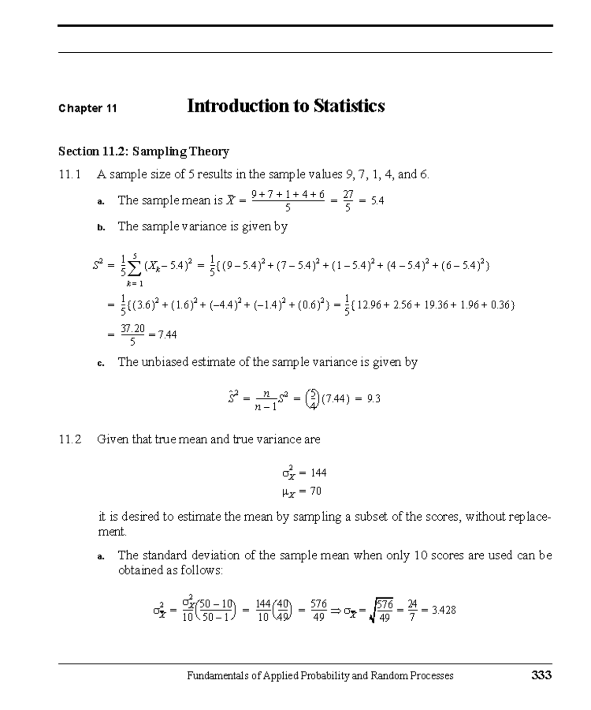 Chapt 11 - solution - Chapter 11 Introduction to Statistics Section 11 ...