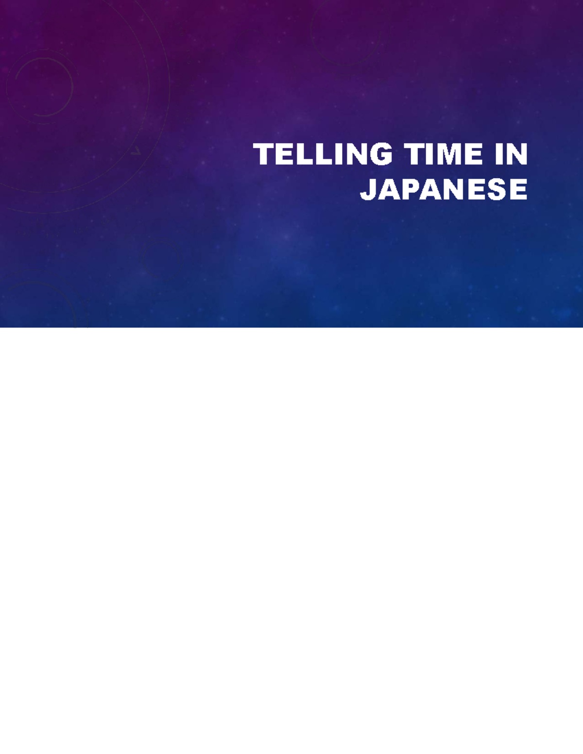 Telling Time in Japanese 101: A Comprehensive Guide - Studocu