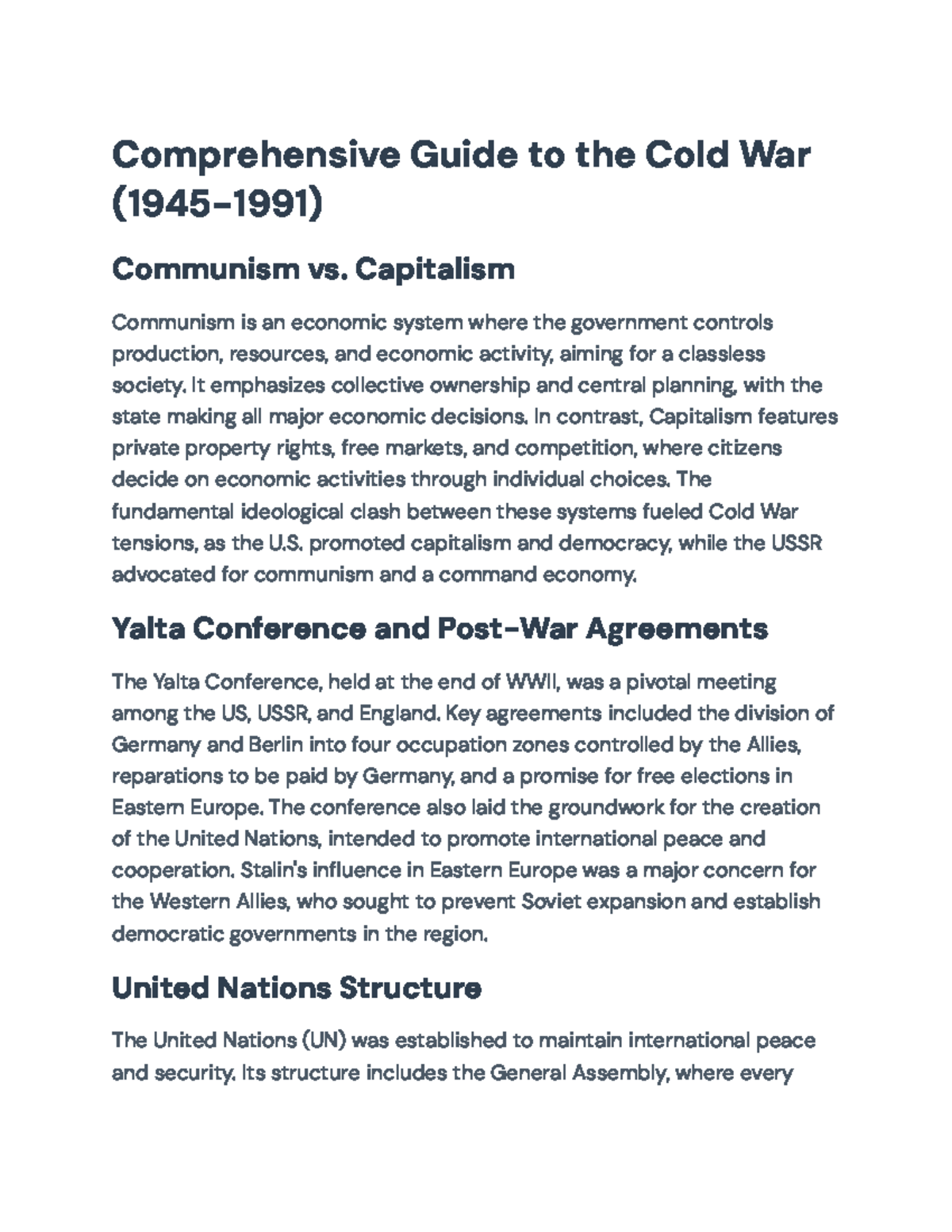 Comprehensive Overview of the Cold War: Conflicts & Policies (1945-1991 ...