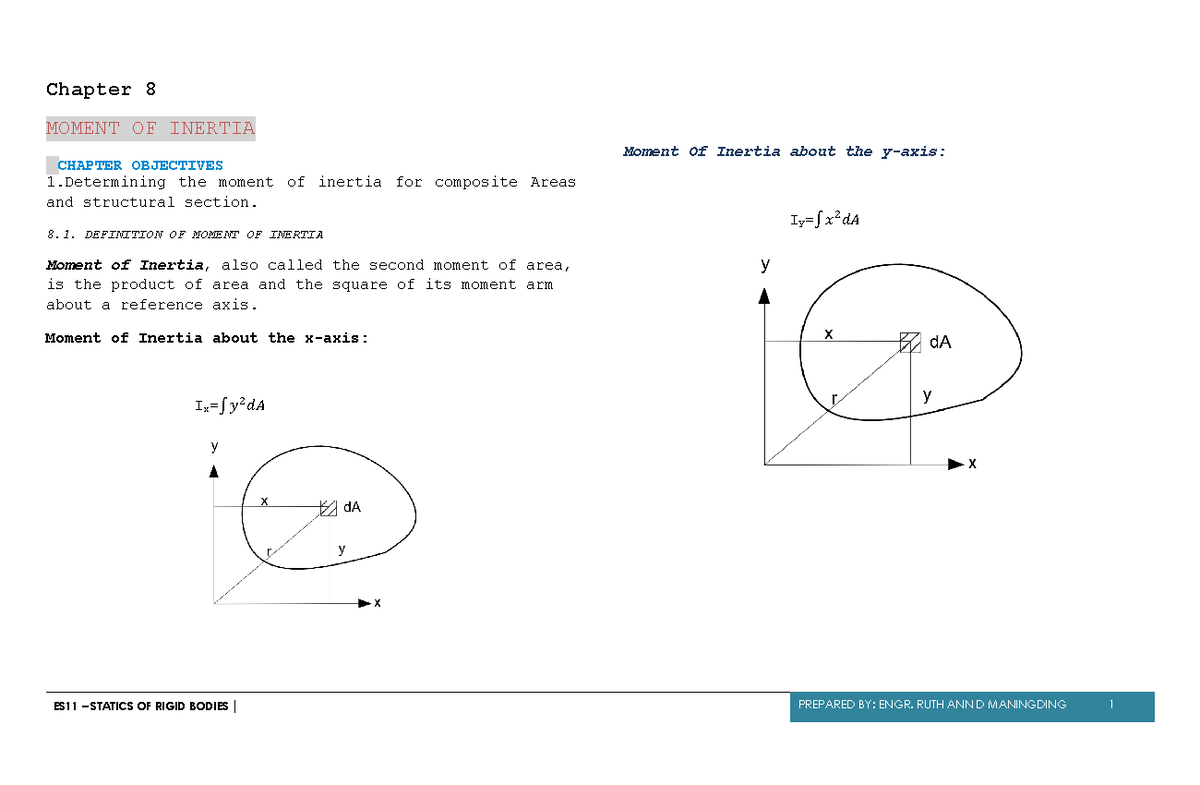 ES 11 - Module 08: Lecture Notes on Moment of Inertia Concepts - Studocu