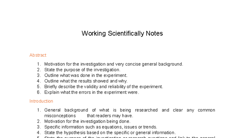 Working Scientifically Notes: Key Insights and Experiment Overview ...