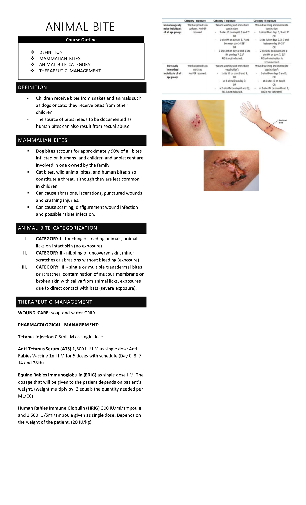 Nursing Care for Animal Bite Management: Categories & Treatments - Studocu
