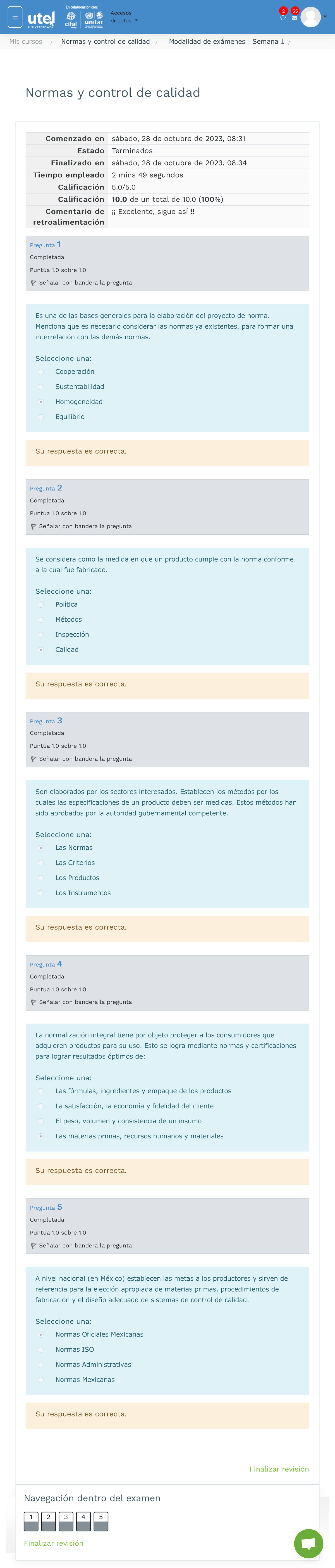 Normas y Control de Calidad - Examen Final Semana 1 - Studocu