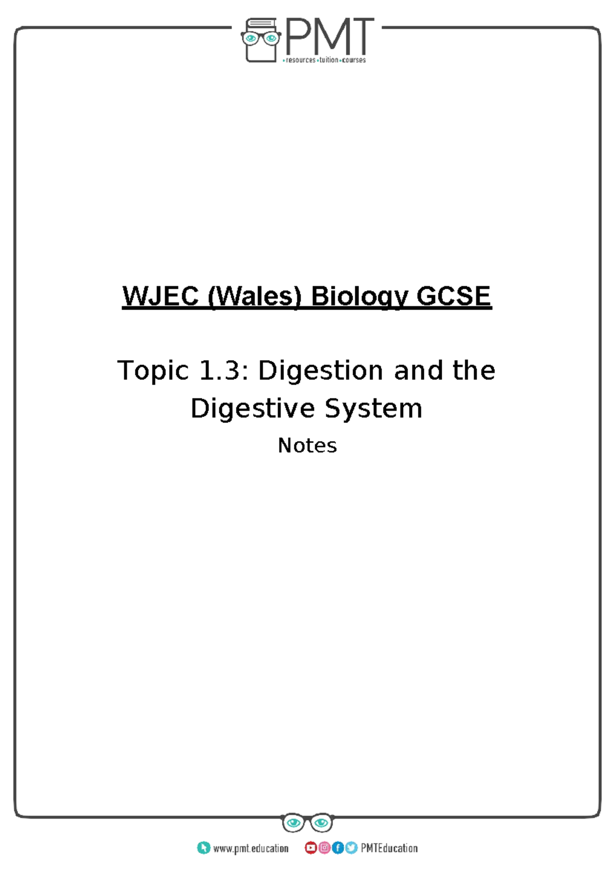 WJEC Biology GCSE Final Exam Notes: Digestion & the Digestive System ...