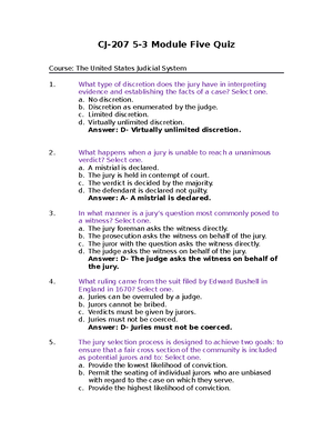 CJ 207 7-0 CYK Quiz - Check Your Knowledge Quiz for Module 7 - CJ-207 ...