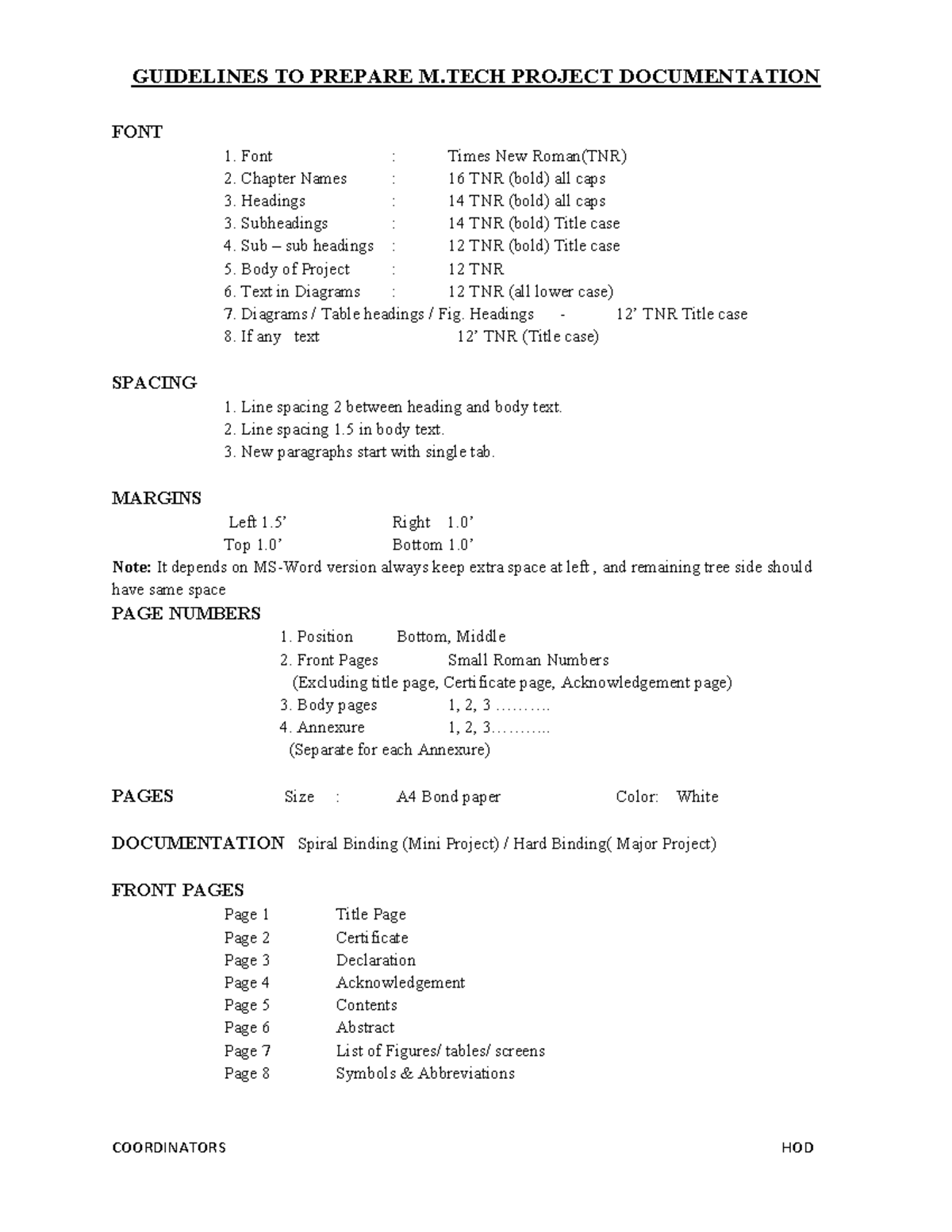 M.TECH Project Documentation Guidelines: Formatting & Structure - Studocu