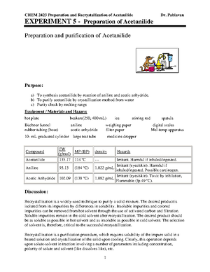 Experiment-7-esterification - Experiment #7: Esterification Pre-lab ...