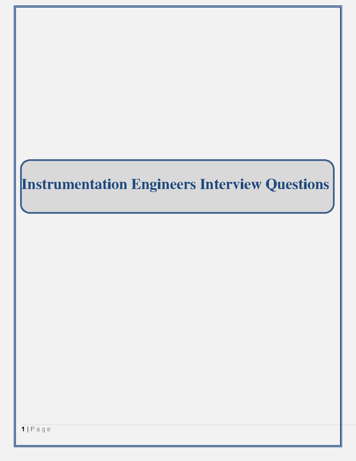 Instrumentation Engineers Interview Questions and Answers (Course Code ...