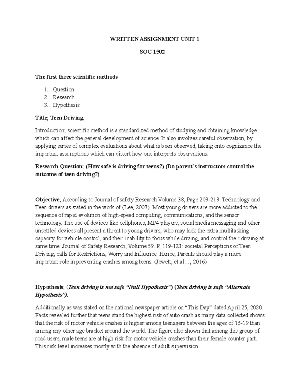 Written Assignment UNIT 1. SOC 1502 - WRITTEN ASSIGNMENT UNIT 1 SOC ...