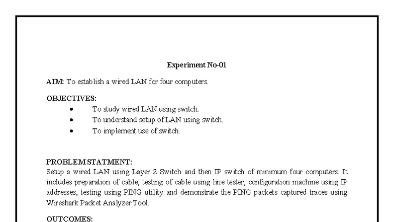 CNSL Lab Manual: Wired LAN Setup & Topology Demonstration - Studocu