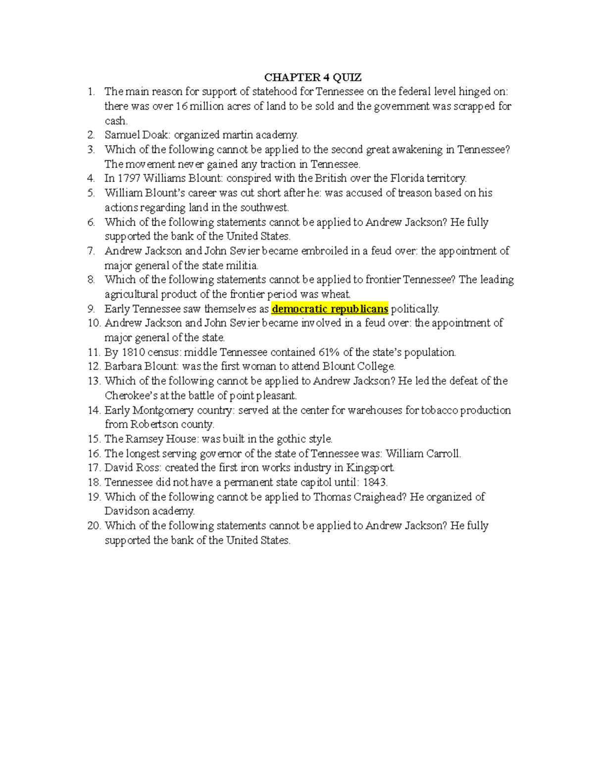 Chapter 4 QUIZ - Instructor is Pitts - CHAPTER 4 QUIZ The main reason ...