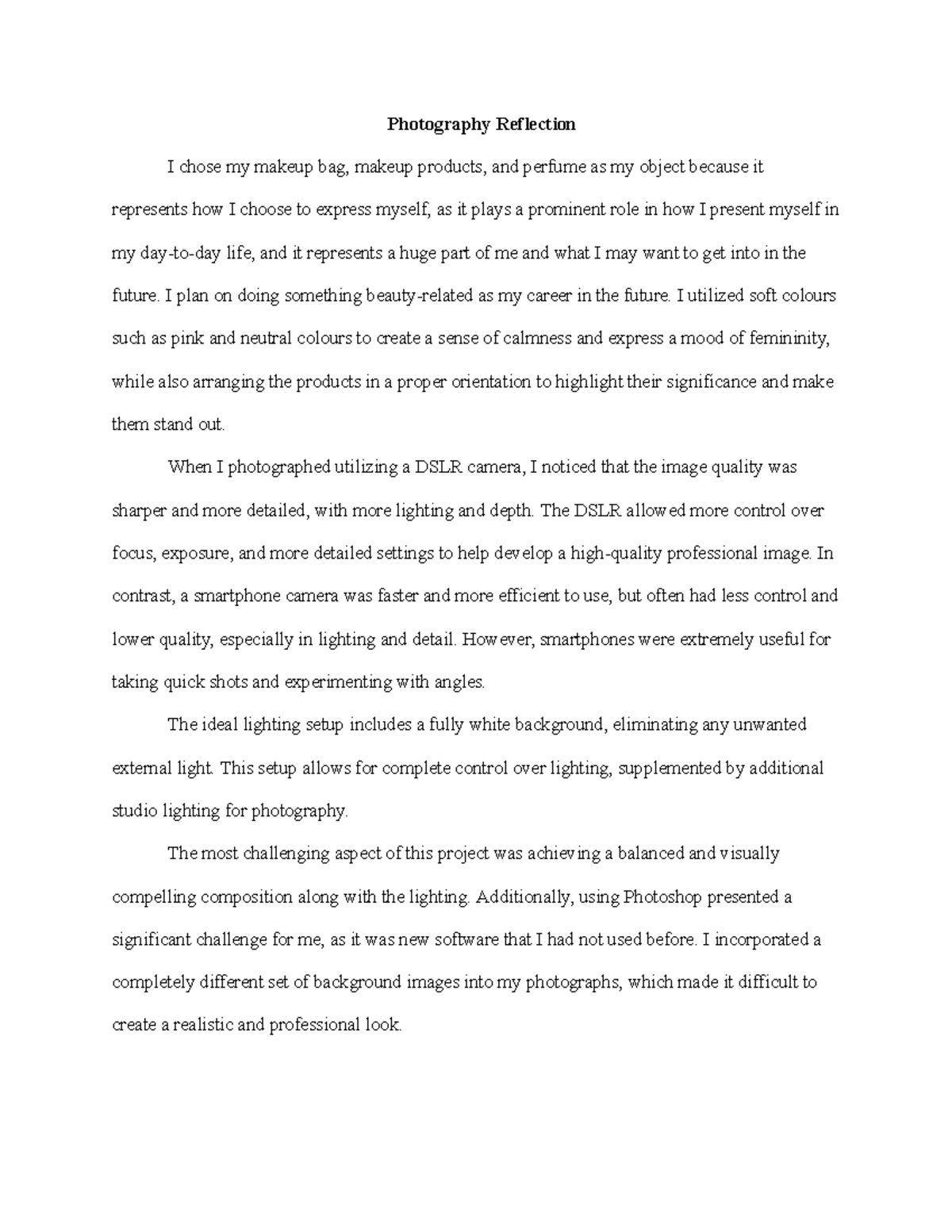 Photography Reflection: Exploring Self-Expression Through Makeup - Studocu