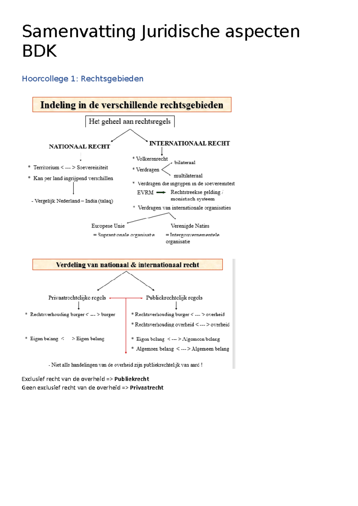 Samenvatting Juridische aspecten BDK - Samenvatting Juridische aspecten ...