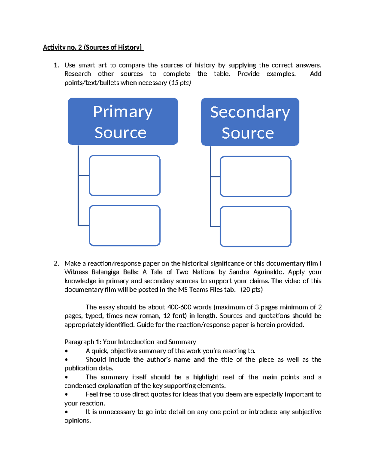 Activity No. 2: Analyzing Historical Sources & Film Significance - Studocu
