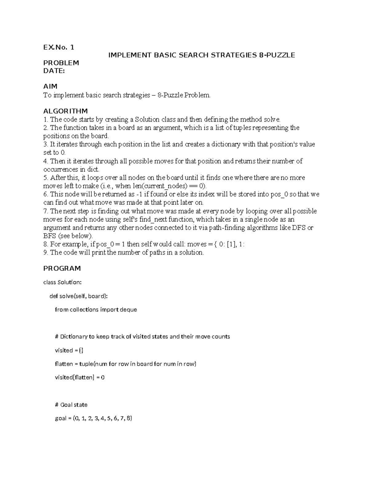 AI-Manual: Implementing Basic Search Strategies and Algorithms - Studocu