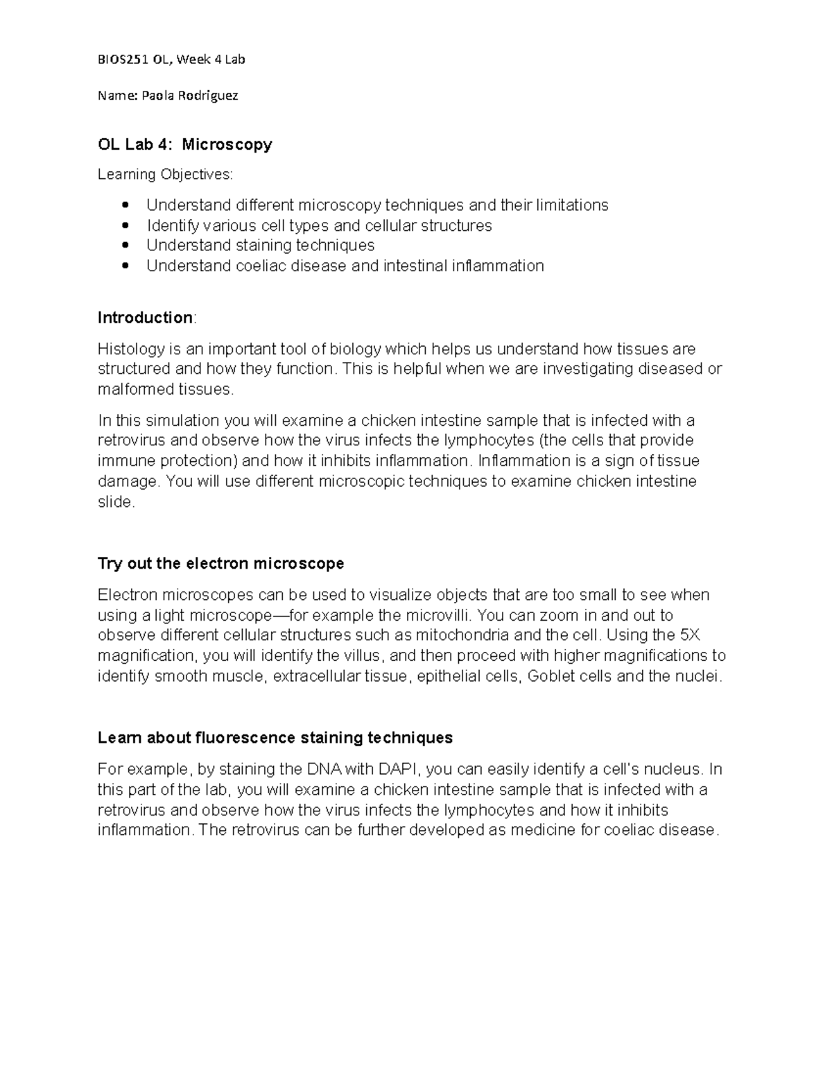 BIO251 Lab Week 4 - Microscopy Techniques and Observations - Studocu