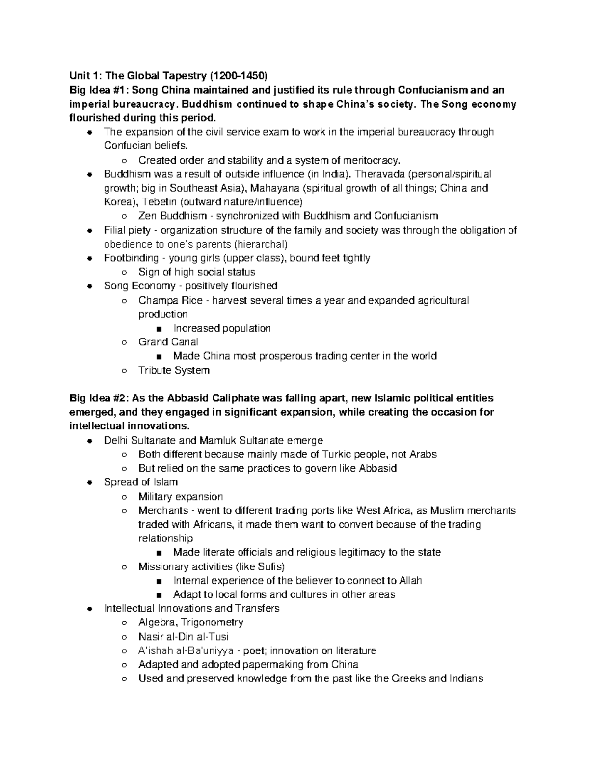 AP World History Notes: Comprehensive Study Guide for Units 1-8 - Studocu